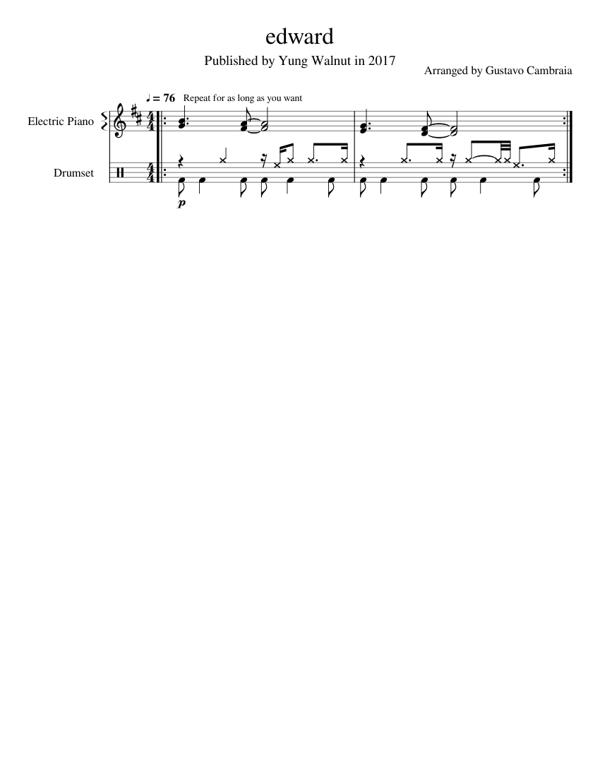 edward Sheet music for Piano, Drum group (Mixed Duet) | Musescore.com