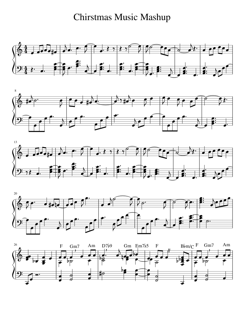 Christmas Music Mashup Sheet music for Piano (Solo) | Musescore.com