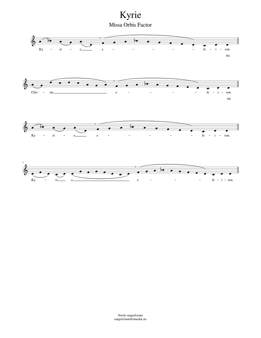 Kyrie (Missa Orbis Factor) Sheet Music for Vocals (Choral) | MuseScore.com