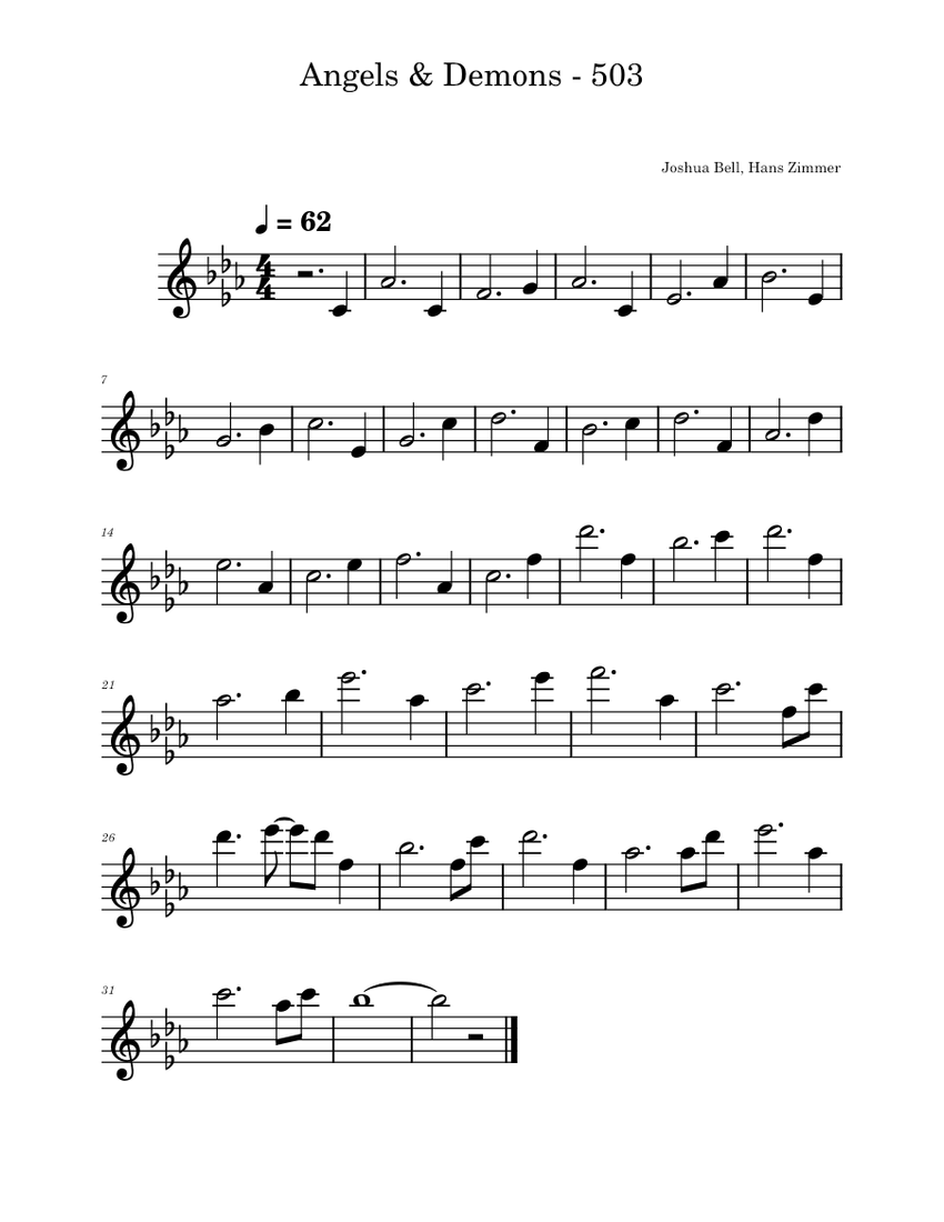 503 – Hans Zimmer - Angels and Demons Sheet Music for Flute (Solo ...