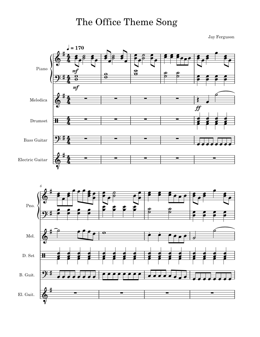 The Office Theme – Jay Ferguson The Office Theme Song Sheet music for ...