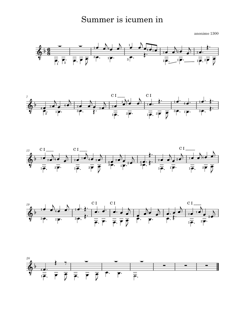 Sumer is icumen in – Misc Traditional Sheet music for Guitar (Solo ...