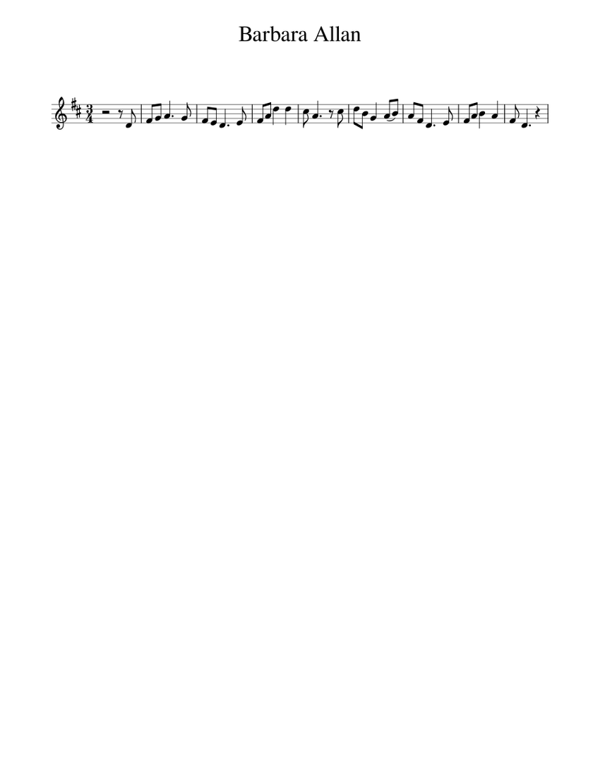 Barbara Allan Sheet music for Piano (Solo) Easy | Musescore.com