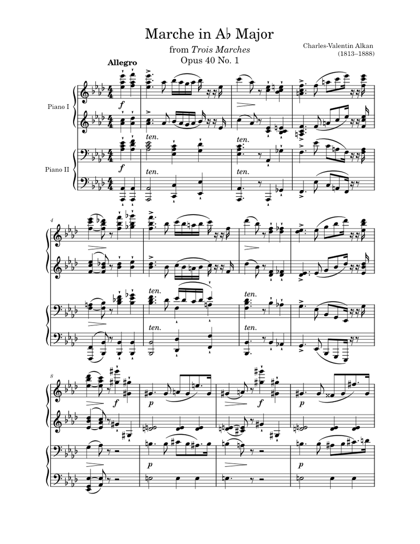 Marche Opus 40 No. 1 in A♭ Major – Alkan - piano tutorial