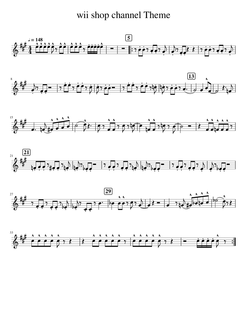 Wii Shop Channel Theme Sheet Music for Trumpet in b-flat (Solo ...