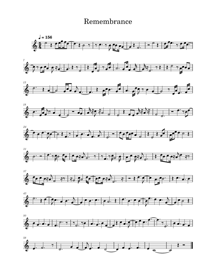 Remembrance Sheet music for Piano (Solo) Easy | Musescore.com