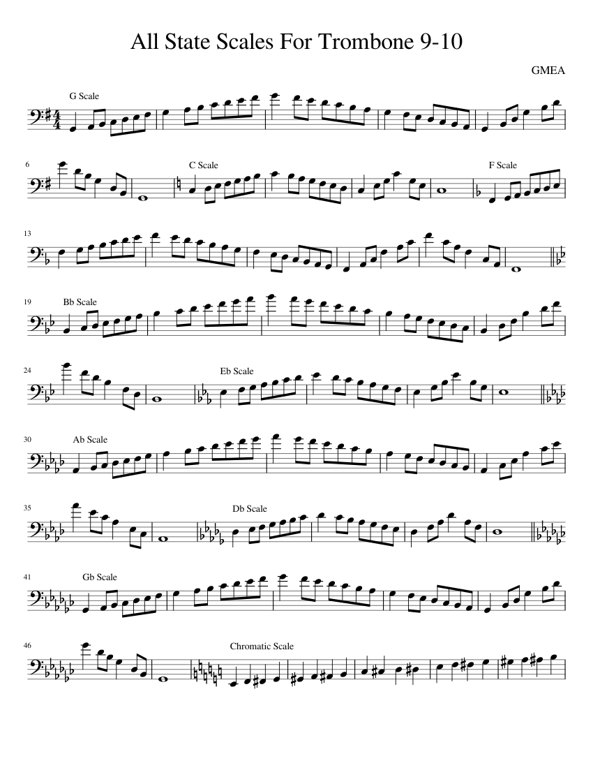 All State Scales For Trombone 9-10 Sheet Music for Trombone tenor (Solo ...
