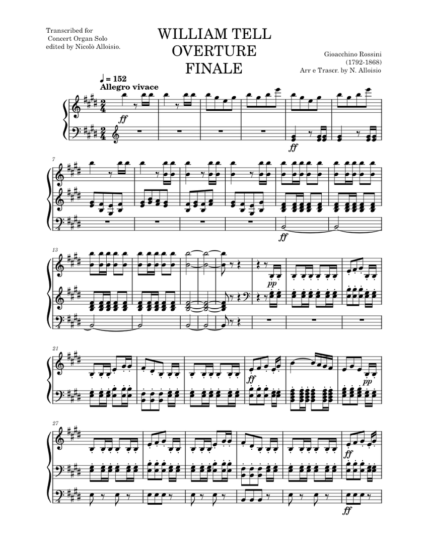 William Tell Overture (Finale), G. Rossini Sheet Music for Organ (Solo ...