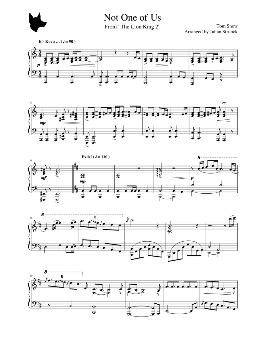 Not One of Us Sheet Music for Piano (Solo) | MuseScore.com