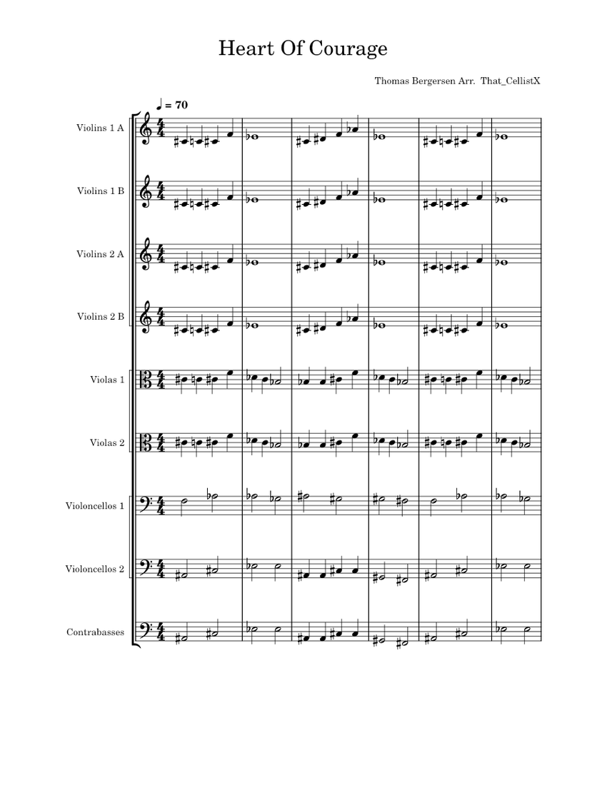 Heart of Courage – Thomas Bergersen Sheet Music for Strings group (String Ensemble) | MuseScore.com