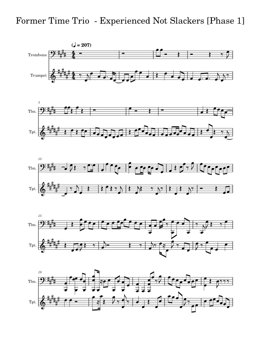 Former Time Trio OST 006 - Experienced Not Slackers Phase 1 Sheet Music ...