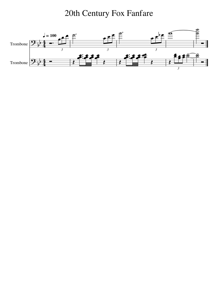 20th_Century_Fox_Fanfare Sheet music for Trombone (Brass Duet ...