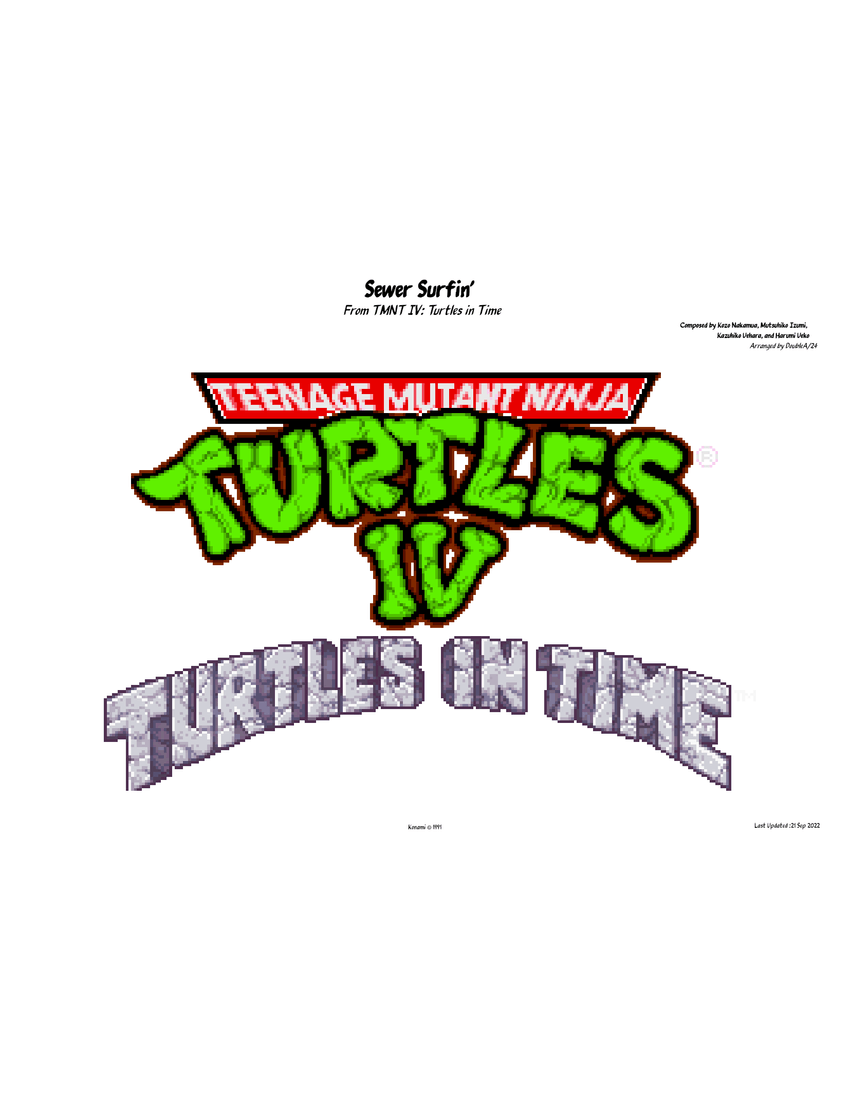 Sewer Surfin' (TMNT 4: Turtles in Time) | Jazz Combo Sheet Music with ...