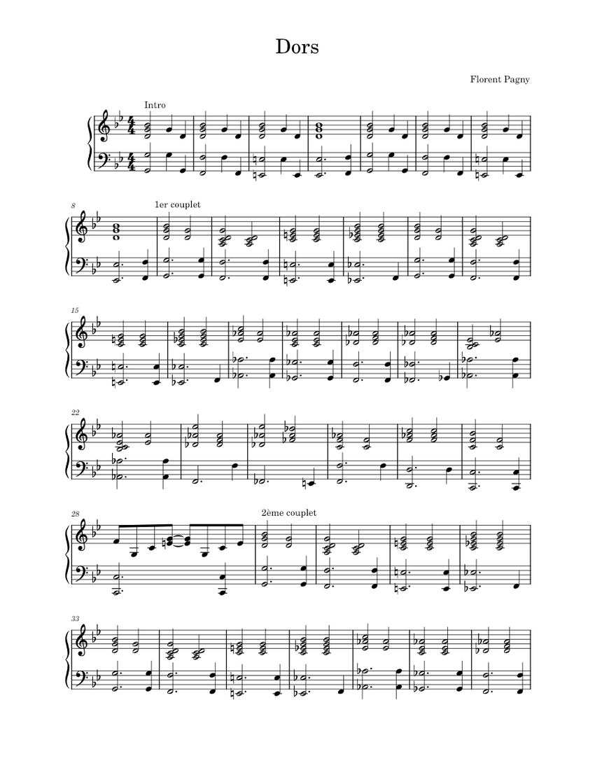 Dors – Erick Benzi Sheet Music for Piano (Solo) easy | MuseScore.com