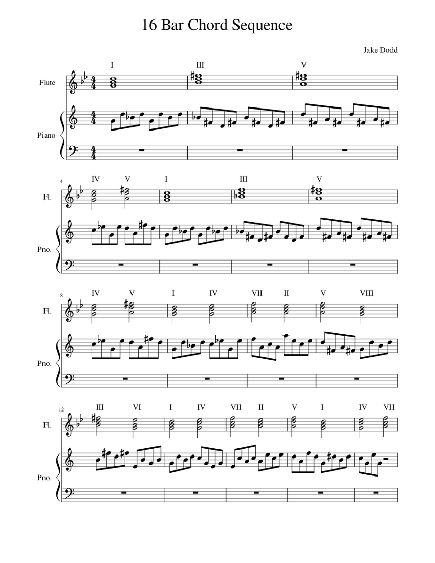 16 Bar Chord Sequence Sheet music for Piano, Flute (Solo) | Musescore.com