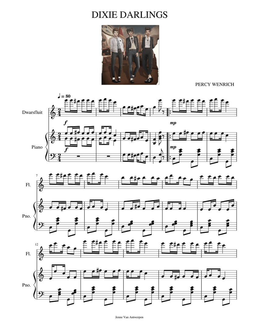 Dixie Darlings – Percy Wenrich Sheet music for Piano, Flute (Solo ...