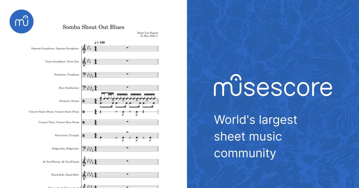 Somba Shout Out Blues Sheet Music for Trombone, Harpsichord, Saxophone ...