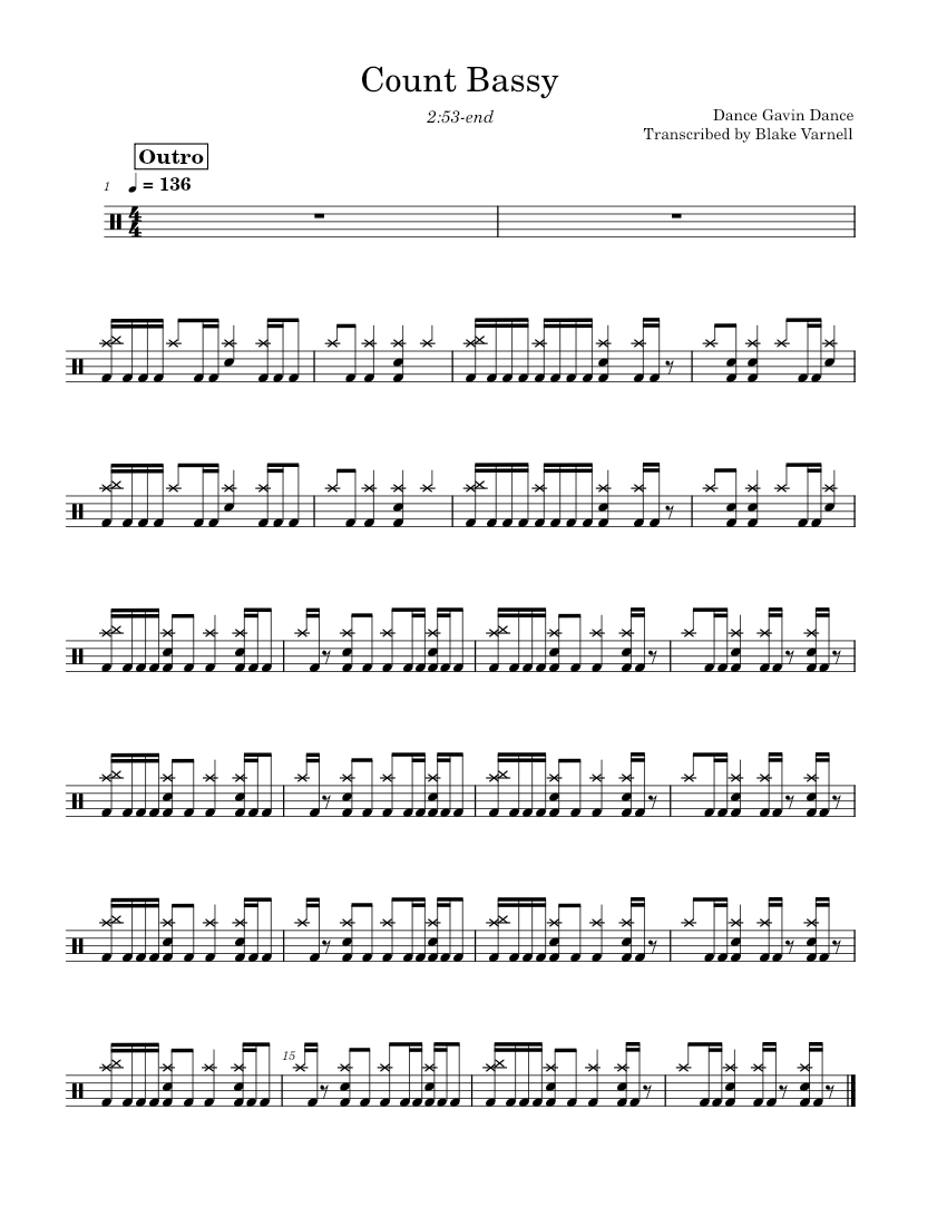 Count Bassy- Dance Gavin Dance Sheet music for Drum group (Solo ...