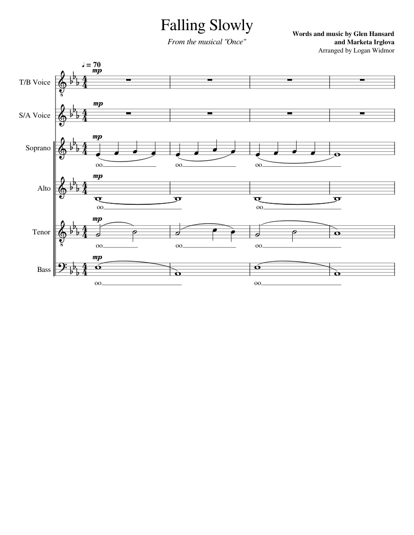 Falling Slowly Sheet Music for Soprano, Alto, Tenor, Bass voice & more ...