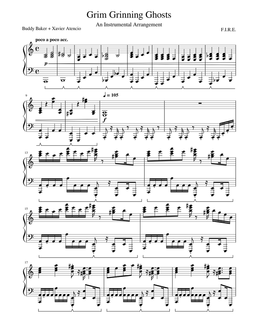 Grim Grinning Ghosts (Disney's The Haunted Mansion) Sheet Music for ...