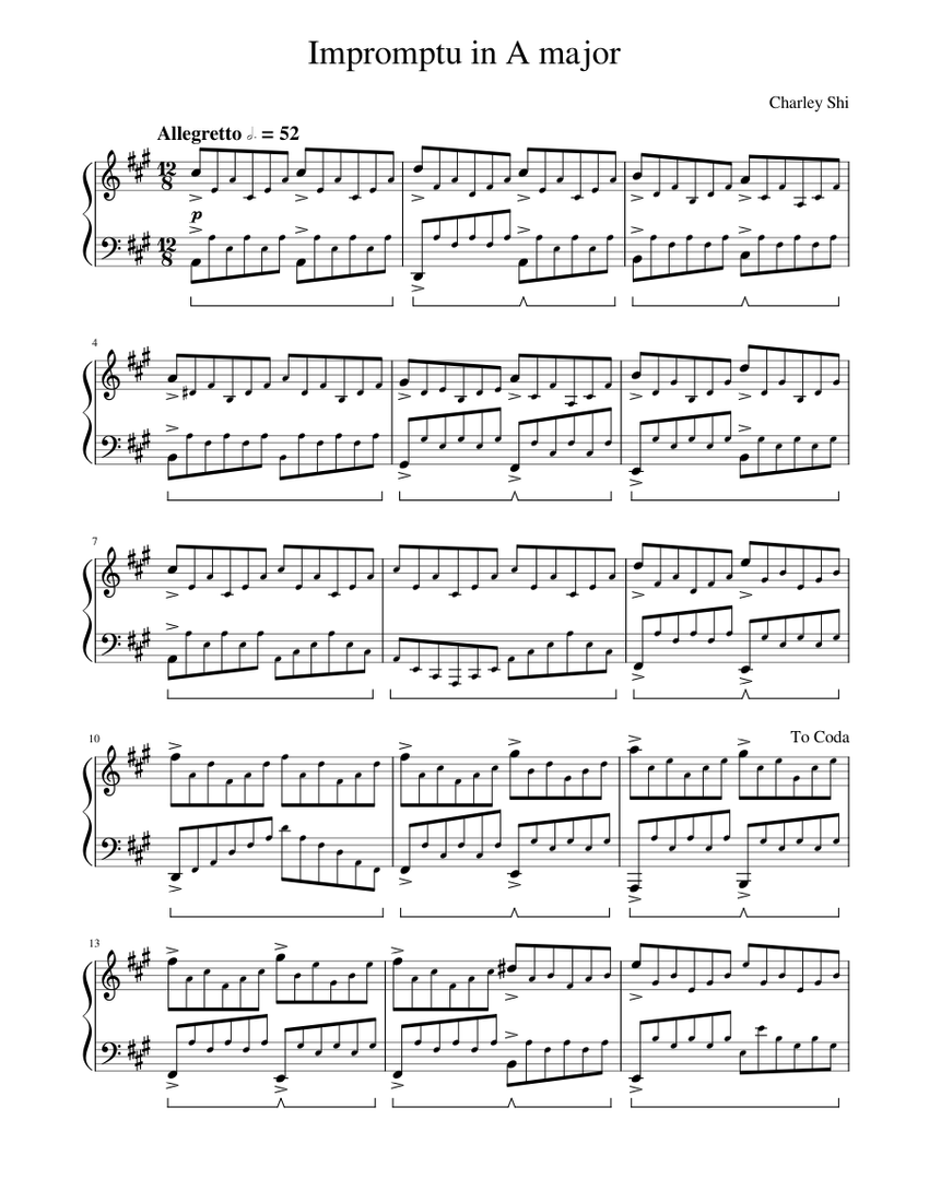 Impromptu in A major Sheet music for Piano (Solo) | Musescore.com