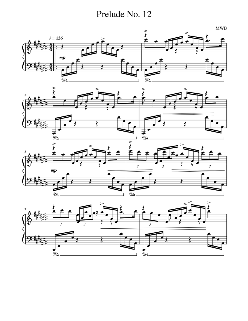 Prelude No. 12 Sheet music for Piano (Solo) | Musescore.com