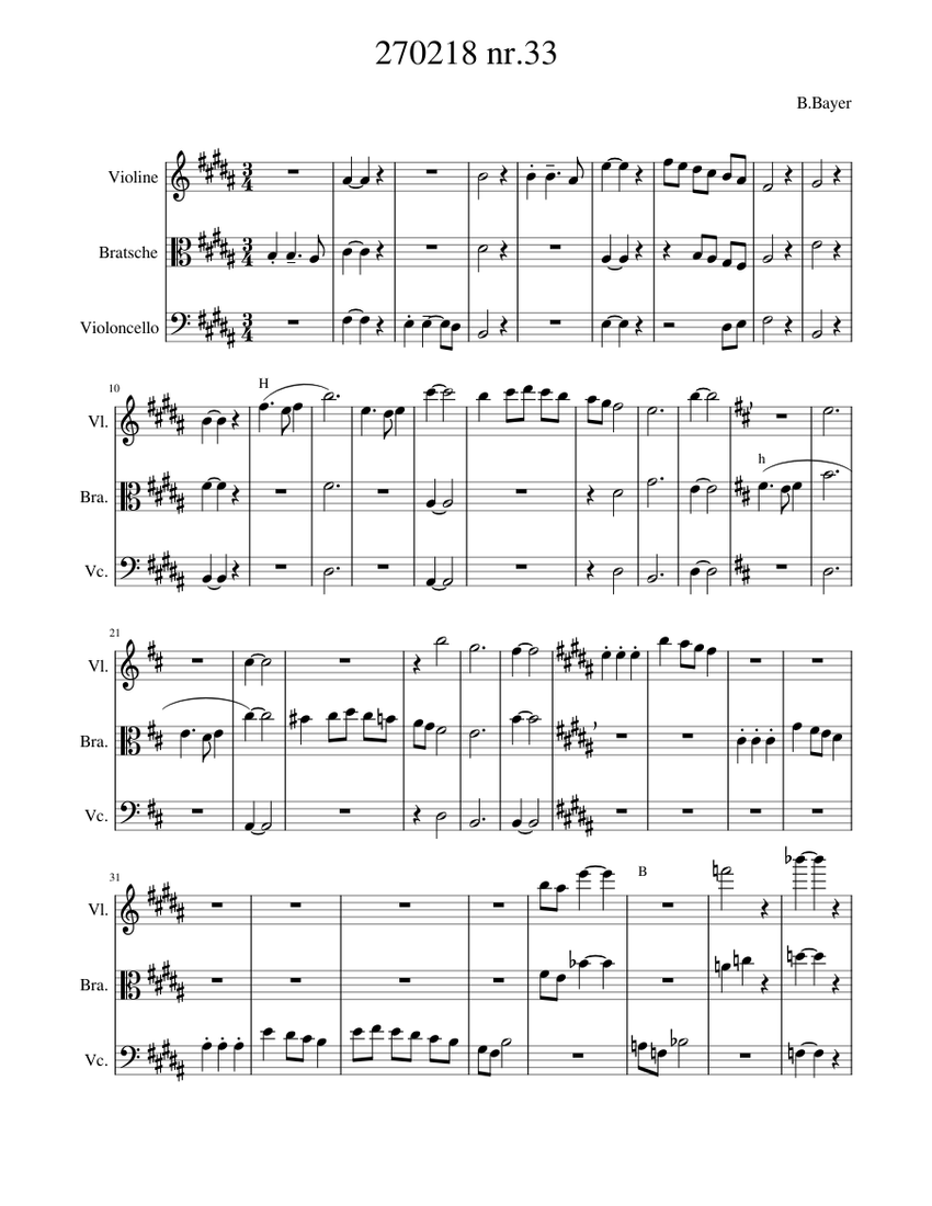 Str trio H-Dur Sheet music for Violin, Viola, Cello (String Trio ...