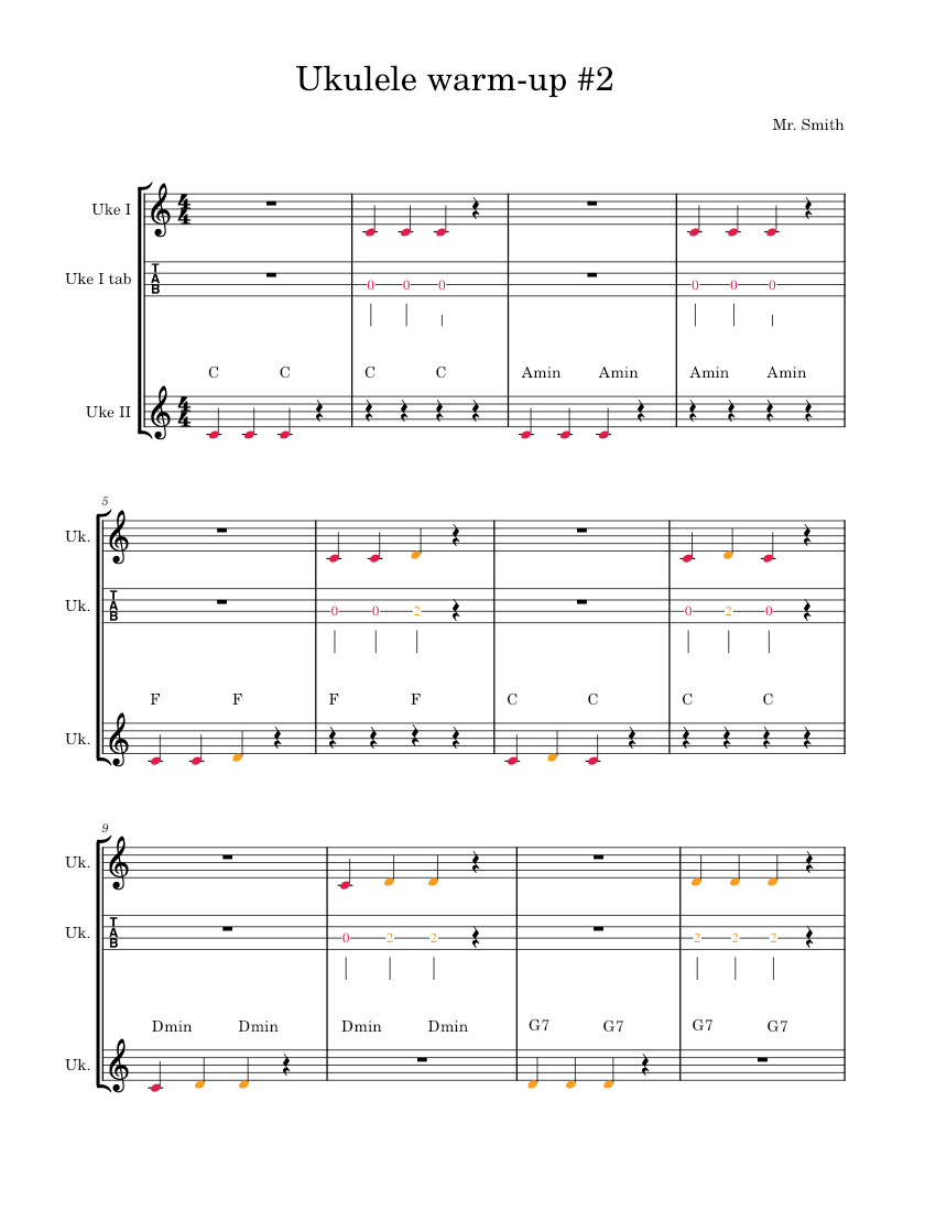 Ukulele warm-up #2 Sheet music for Ukulele (Mixed Trio) | Musescore.com