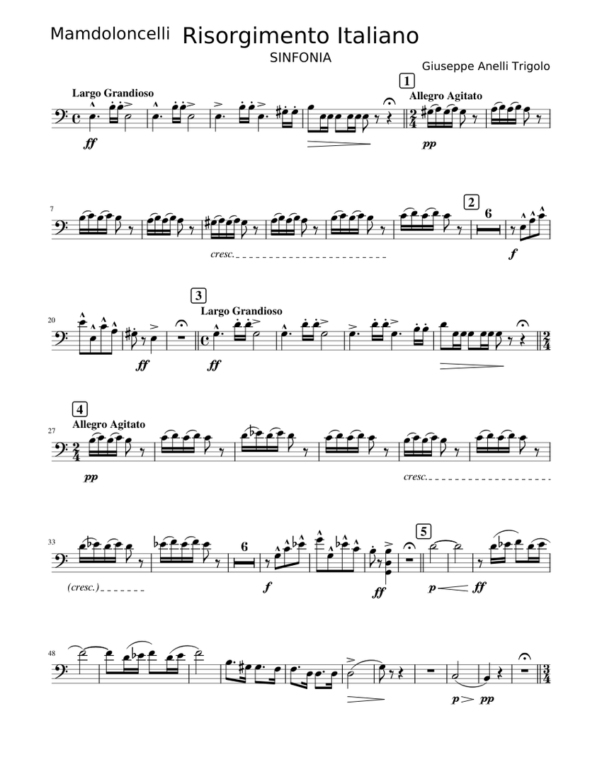 Risorgimento_Italiano Mamdoloncello Sheet Music for Mandolin (Solo ...