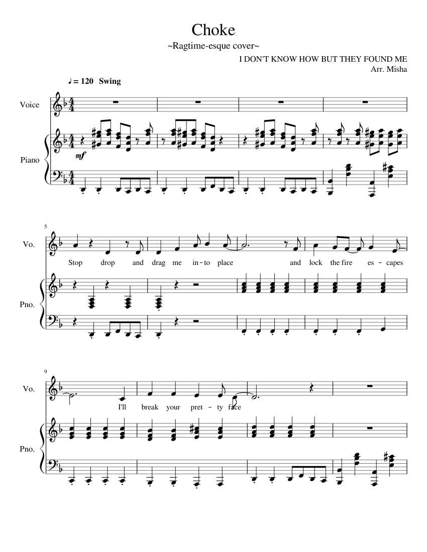 Choke Sheet Music for Piano, Vocals (Piano-Voice) | MuseScore.com
