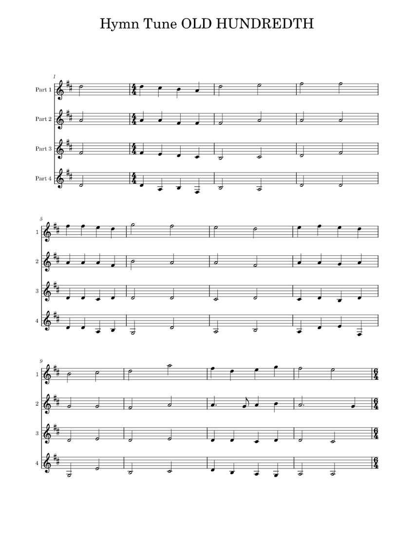 Old Hundredth – Misc Traditional Sheet Music for Baritone horn (Brass ...