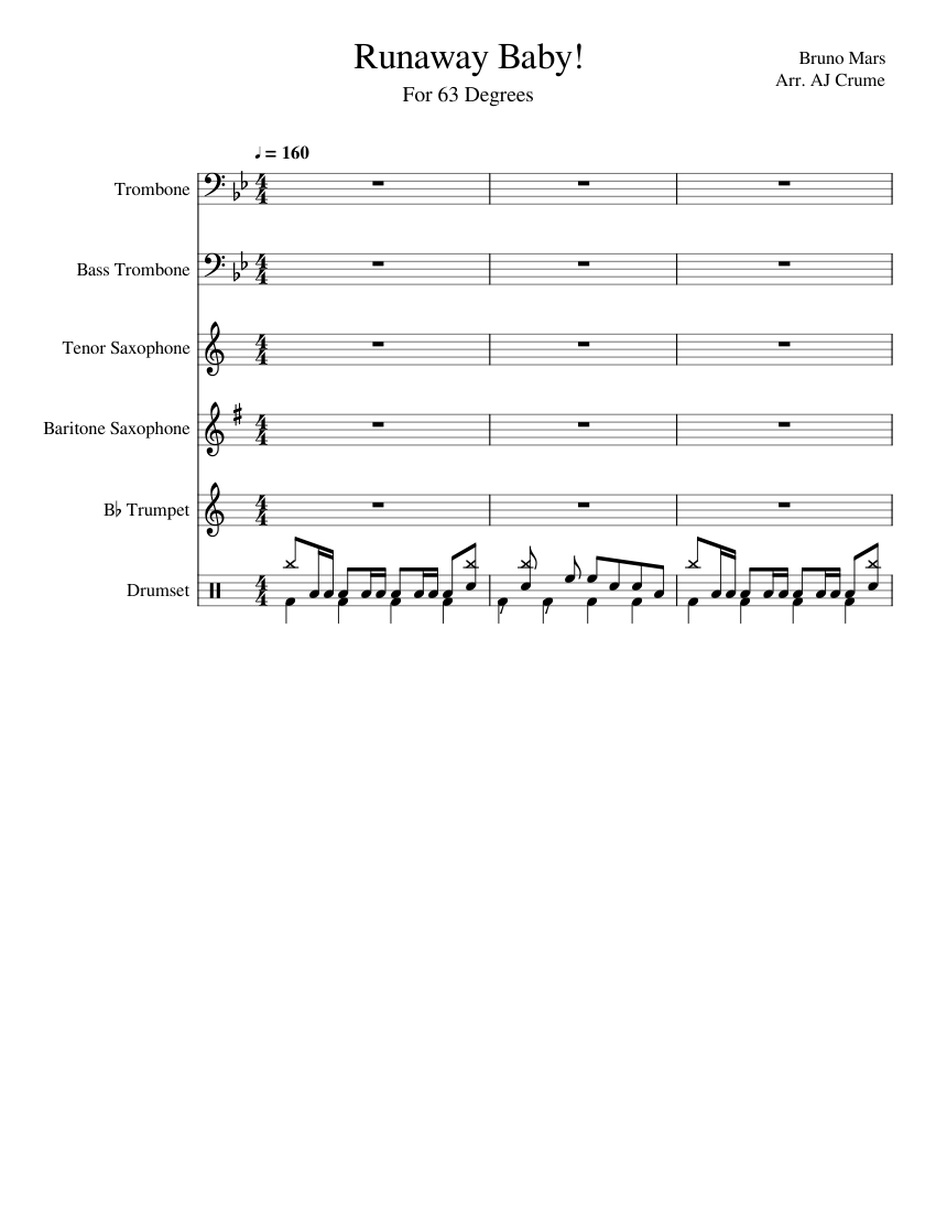 Runaway Baby! Sheet Music for Trombone, Saxophone tenor, Saxophone ...