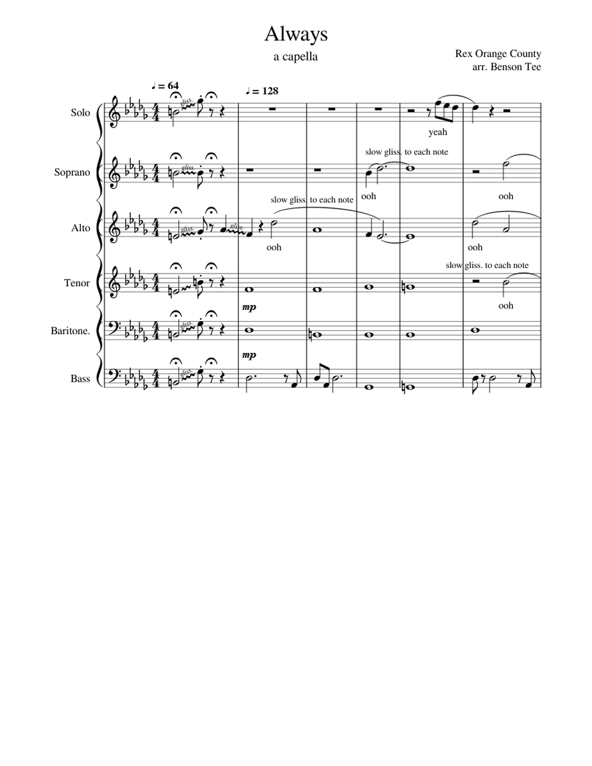 Always - Rex Orange County Sheet Music for Piano (Mixed Ensemble ...