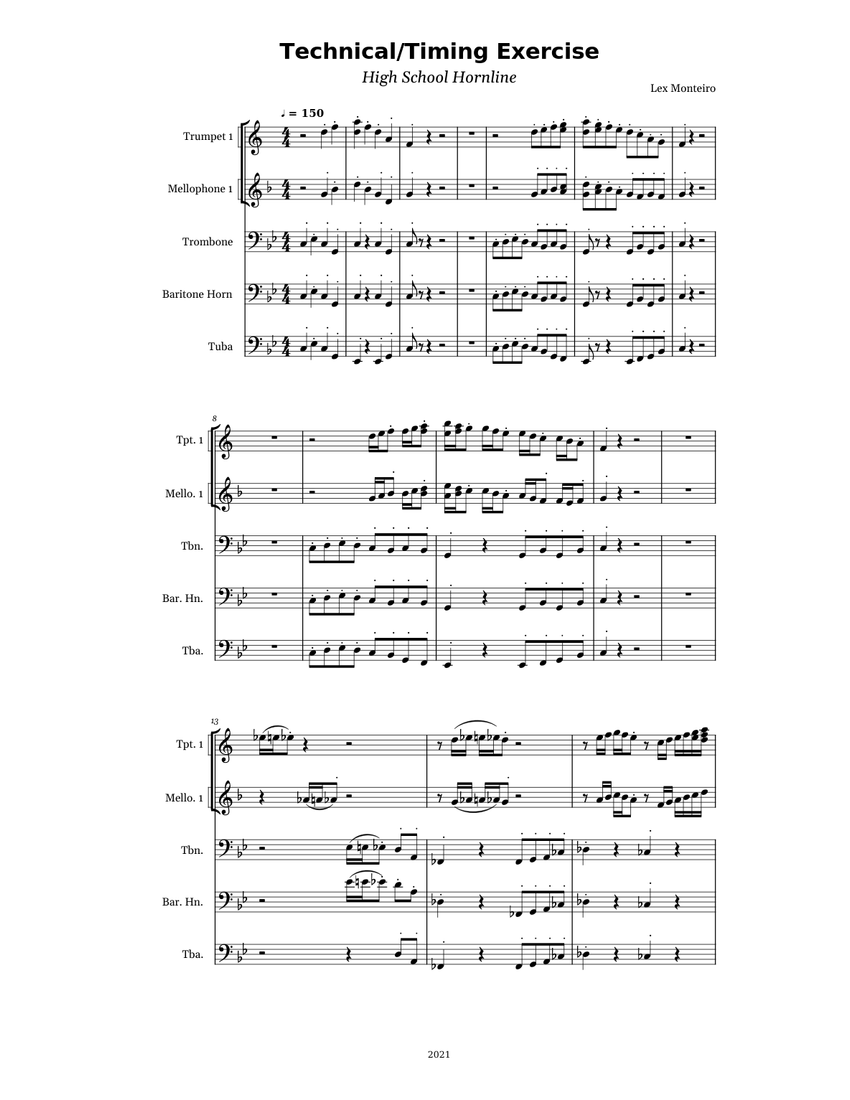 Technical/Timing Exercise-Lex Monteiro Sheet Music for Trombone, Tuba ...