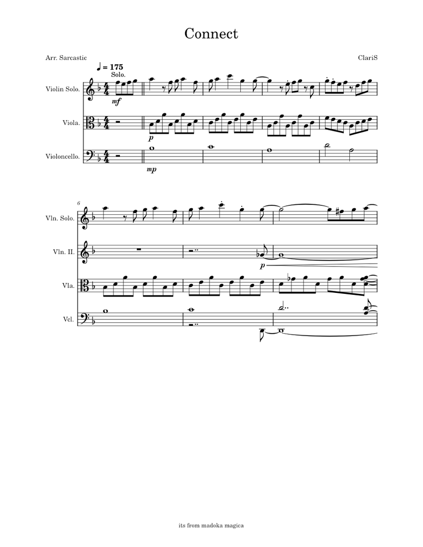 Connect – ClariS for String Orchestra Sheet music for Violin, Drum ...