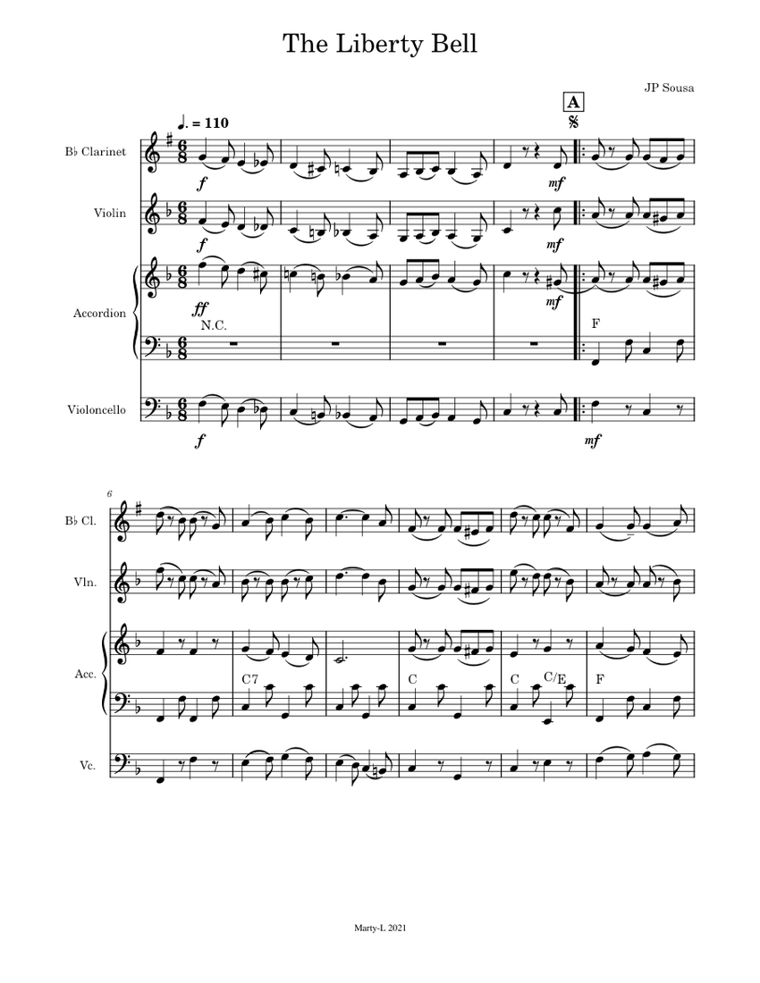 The Liberty Bell – John Philip Sousa Sheet Music with Chords for ...