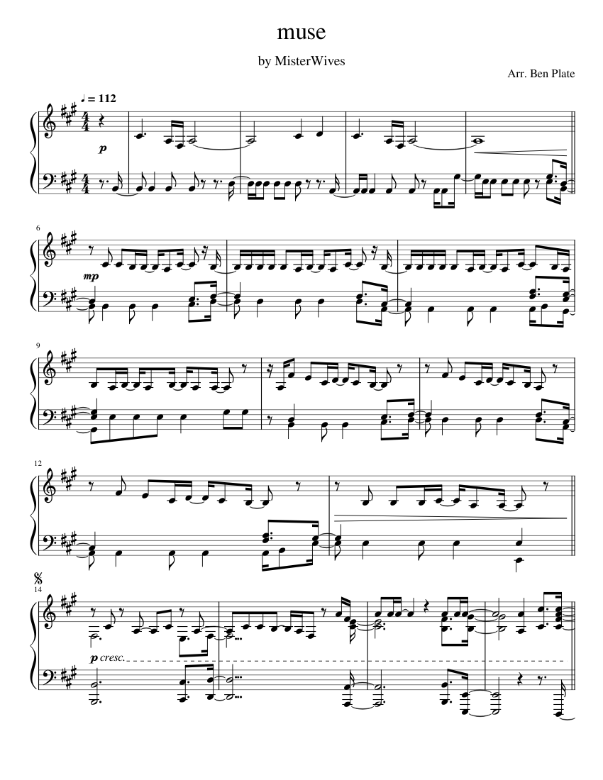 MisterWives - muse (Piano) Sheet Music for Piano (Solo) | MuseScore.com