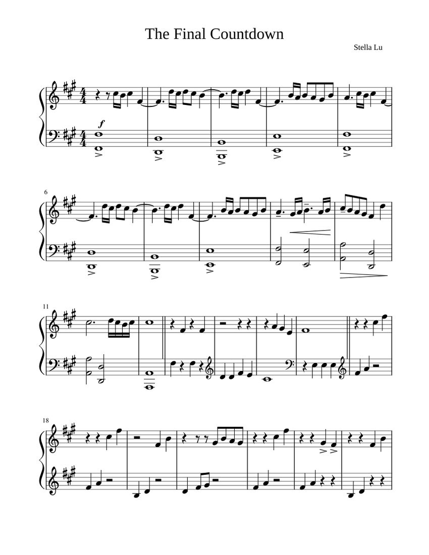 The Final Countdown - piano tutorial