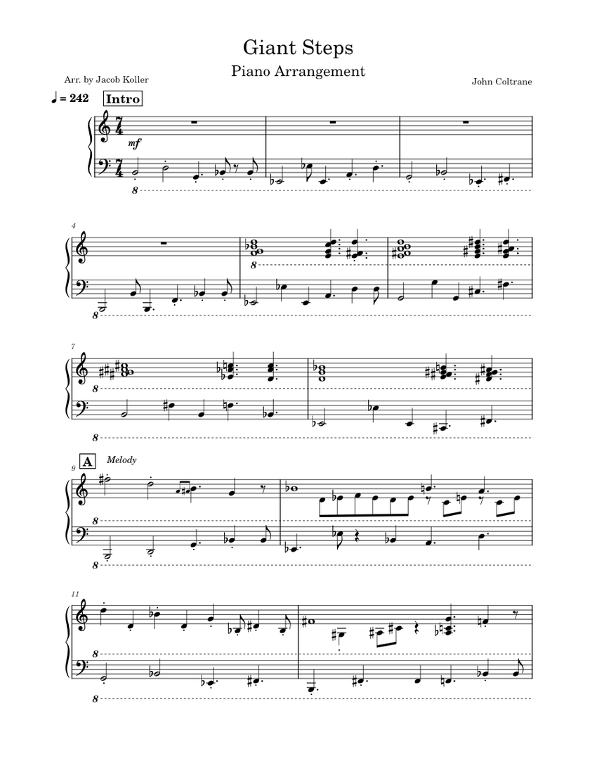 Giant steps – John Coltrane Giant Steps in 7/4 arr. by Jacob Koller ...