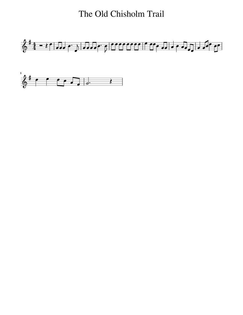 The Old Chisholm Trail Sheet music for Piano (Solo) | Musescore.com