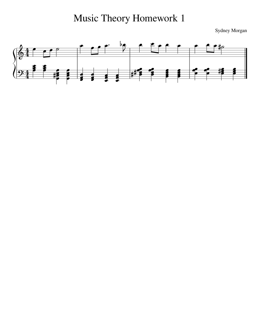 Music Theory Homework 1 Sheet music for Piano (Solo) Easy | Musescore.com