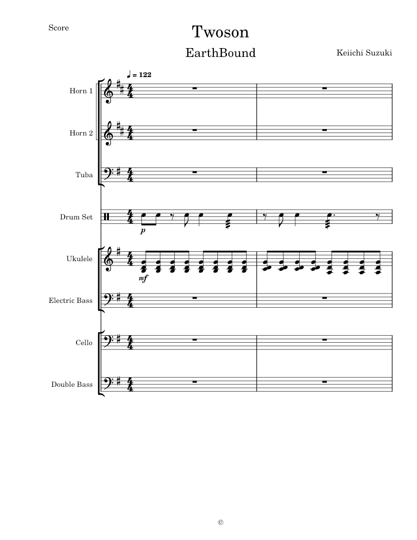 Twoson (EarthBound) - Transcribed Score Sheet Music for Tuba, French ...