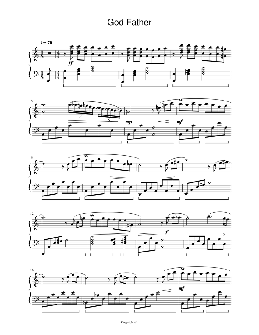 God Father Sheet Music for Piano (Solo) | MuseScore.com