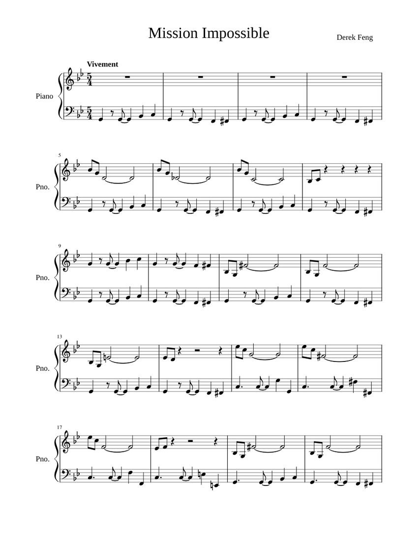 Mission_Impossible Sheet music for Piano (Solo) Easy | Musescore.com