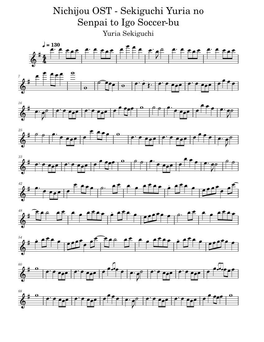 Nichijou OST - Sekiguchi Yuria no Senpai to Igo Soccer-bu - piano tutorial