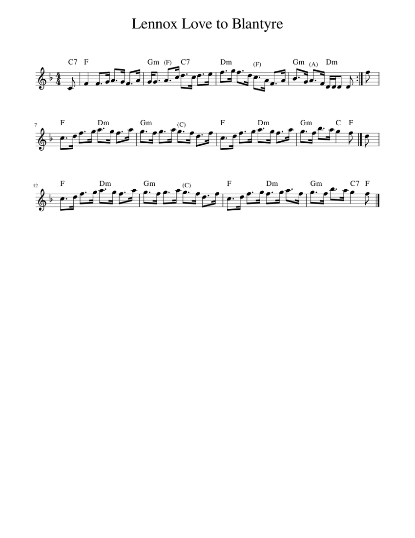 Lennox Love to Blantyre Sheet music for Piano (Solo) Easy | Musescore.com