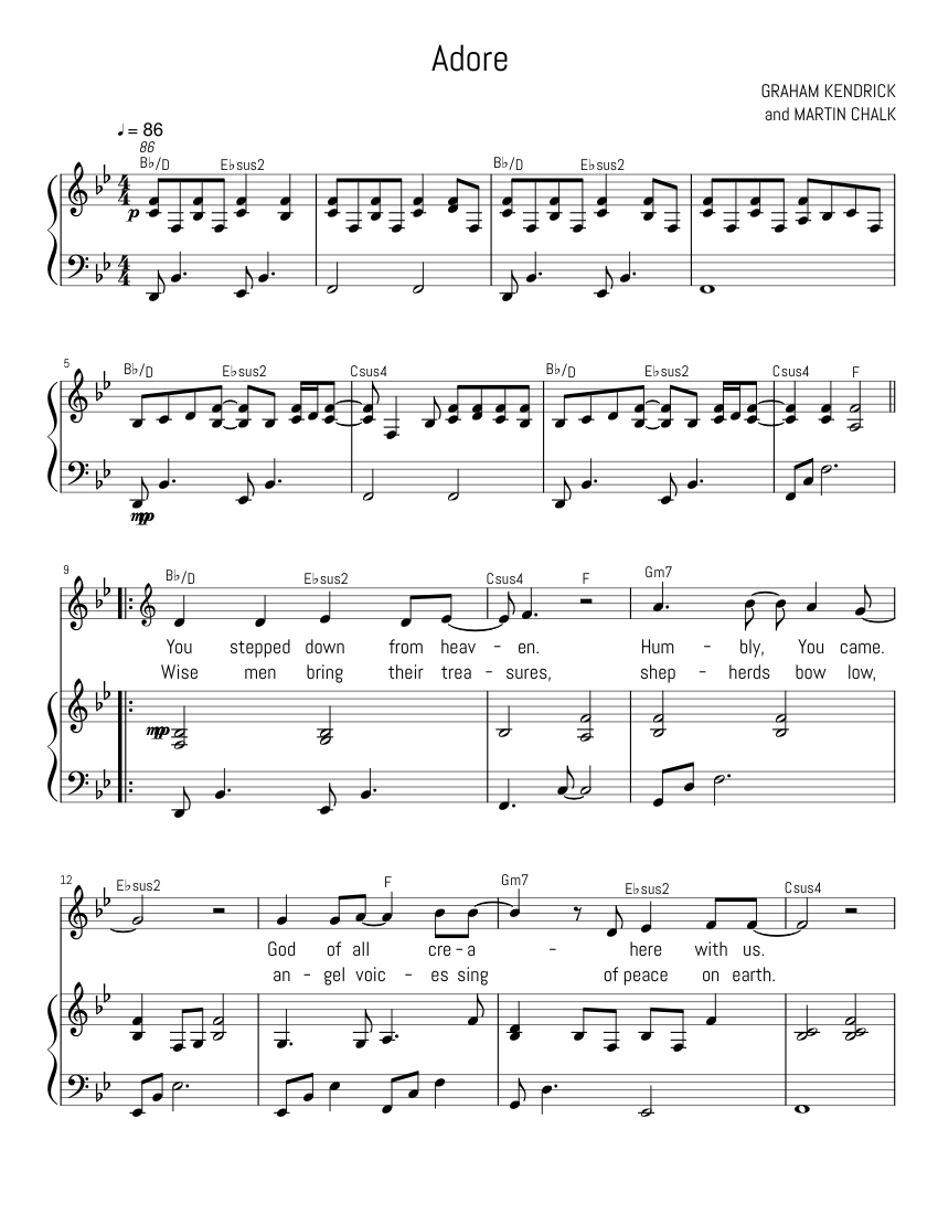 Adore Sheet Music with Chords for Piano, Vocals (Piano-Voice ...