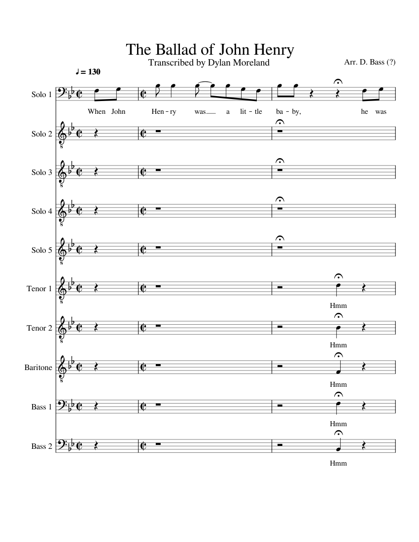 The Ballad of John Henry Sheet Music for Bass guitar (Mixed Duet ...