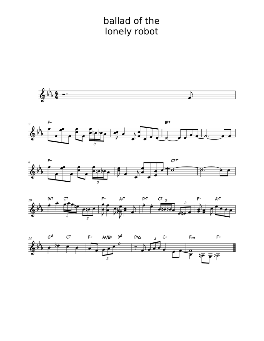 ballad of the lonely robot Sheet music for Piano (Solo) Easy | Musescore.com