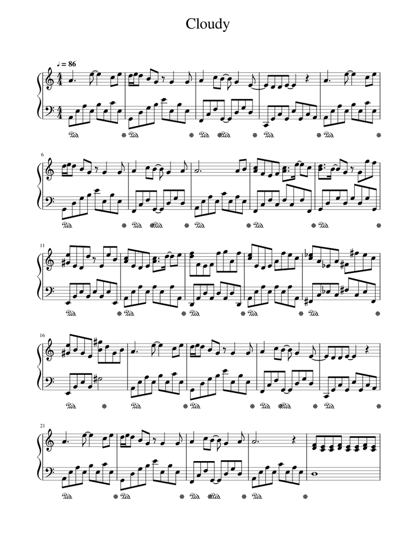 Cloudy Sheet music for Piano (Solo) | Musescore.com
